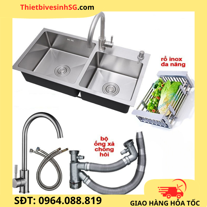 Chậu Rửa Chén Đúc Inox 304 AQUA CERA 8245 - Tặng kèm Bộ xả + Rổ đa năng ...
