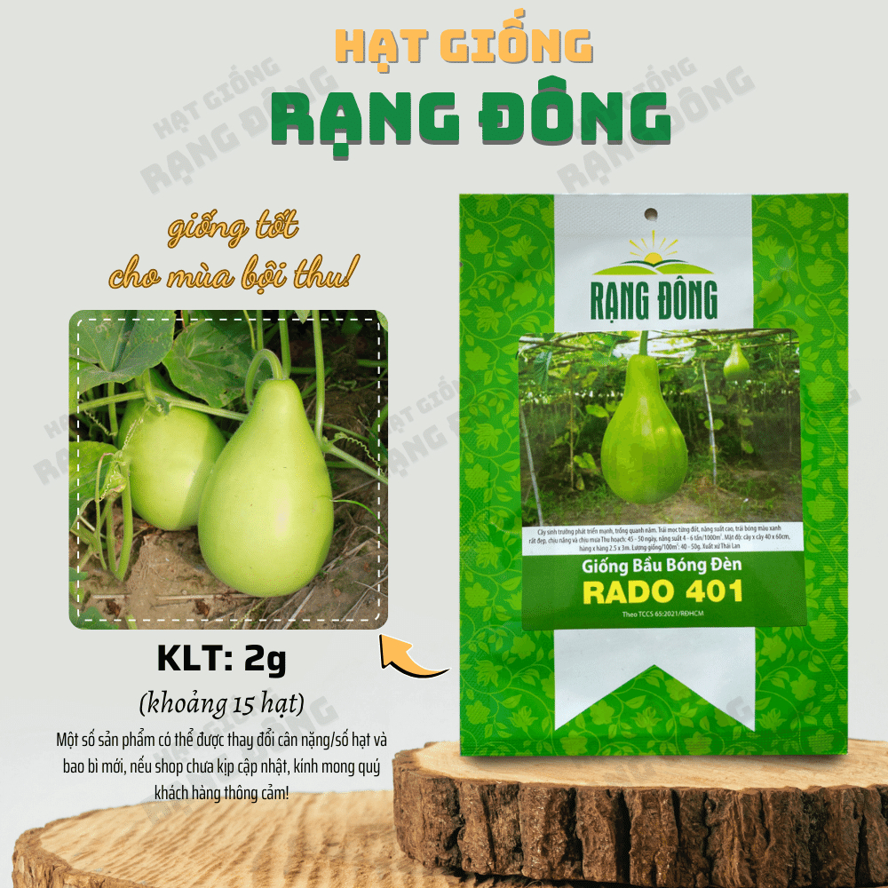 Hạt giống Bầu Bóng Đèn Rado 401 (2g~15 hạt) trái to, vị thơm, ngọt, ruột đặc, trồng quanh năm ...