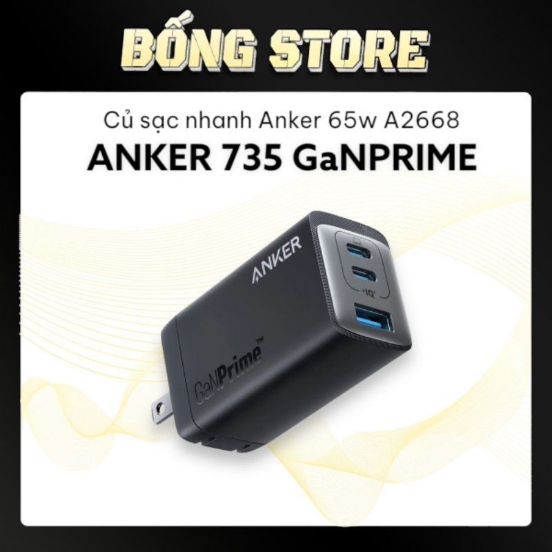 [MỚI RA MẮT] Củ sạc nhanh Anker 735 GaNPrime 65W A2668 2C 1A - Bảo hành 12 tháng | Shopee Việt Nam