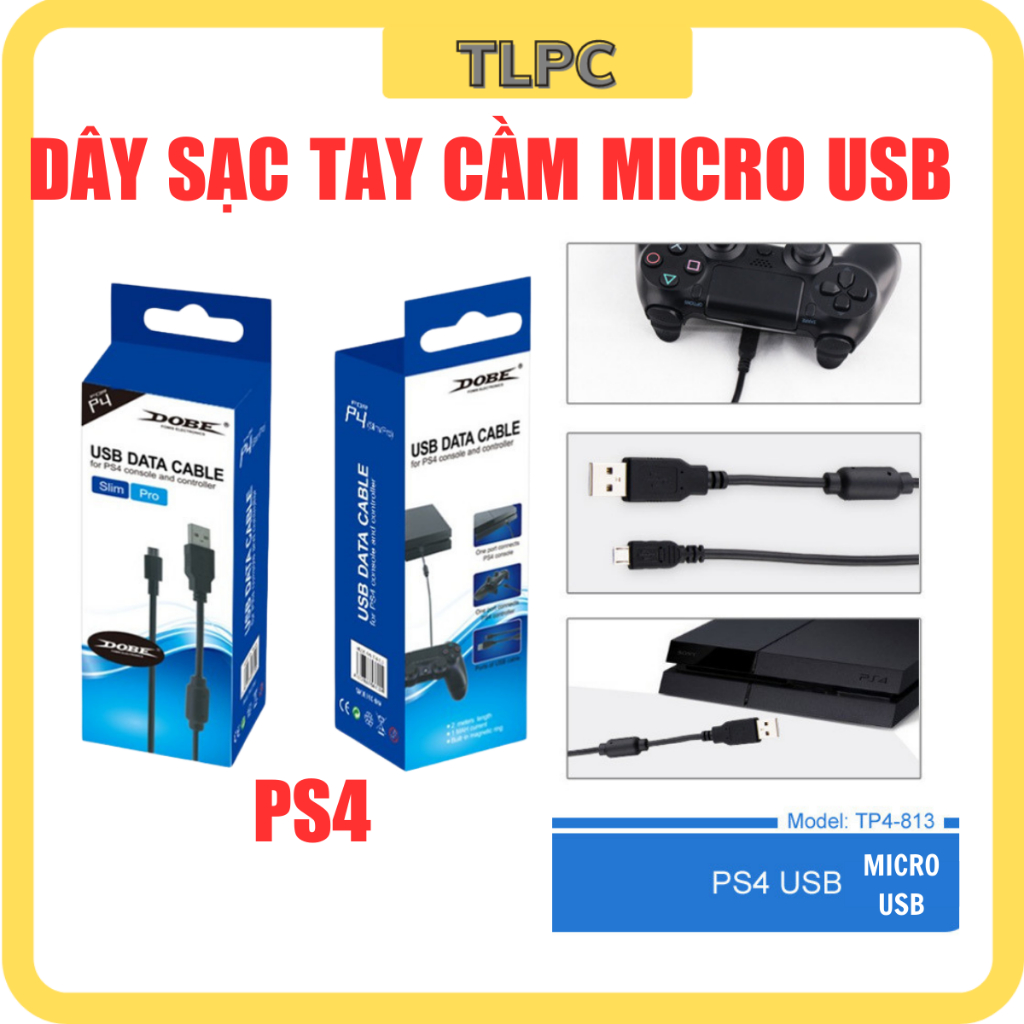 Cáp sạc nhanh Micro USB cho tay cầm PS4/XBOX/NS/Điện thoại có truyền ...