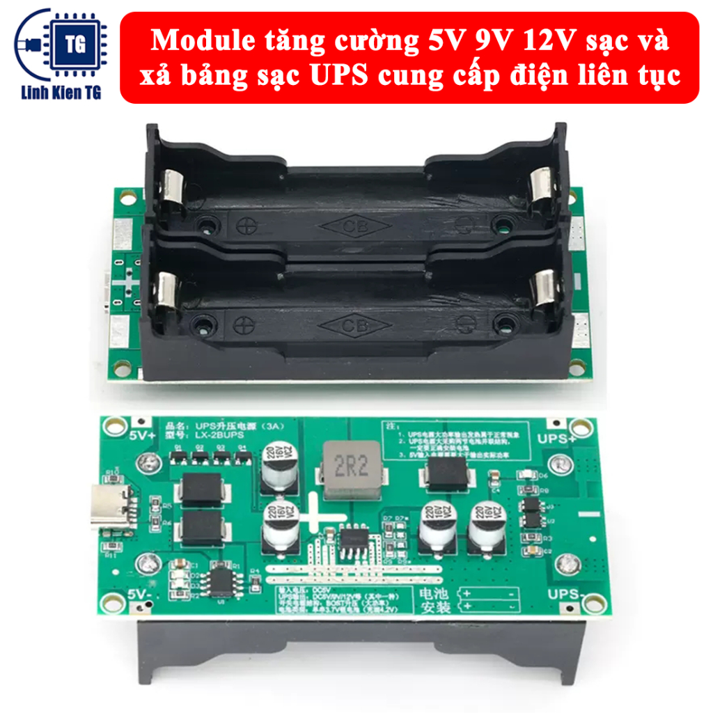 Module tăng cường 5V 9V 12V sạc và xả bảng sạc UPS cung cấp điện liên ...