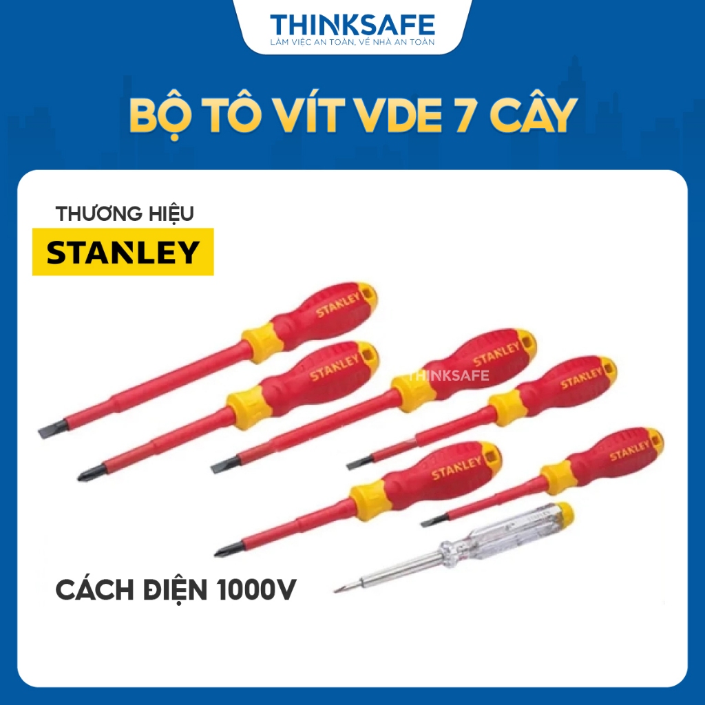 Bộ tua vít cách điện 7 cây Stanley 60-175 cách điện 1000V, tua vít dẹp và bake, chuyên dụng công ...