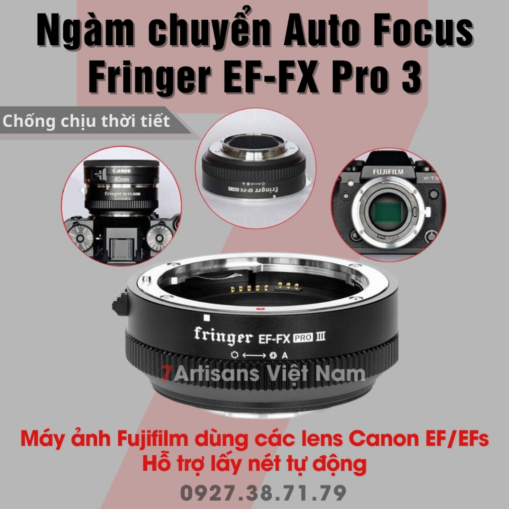 Ngàm chuyển Auto Focus siêu nhanh Fringer EF-FX Pro III cho Fujifilm - Sử dụng lens Canon EF/EFs ...