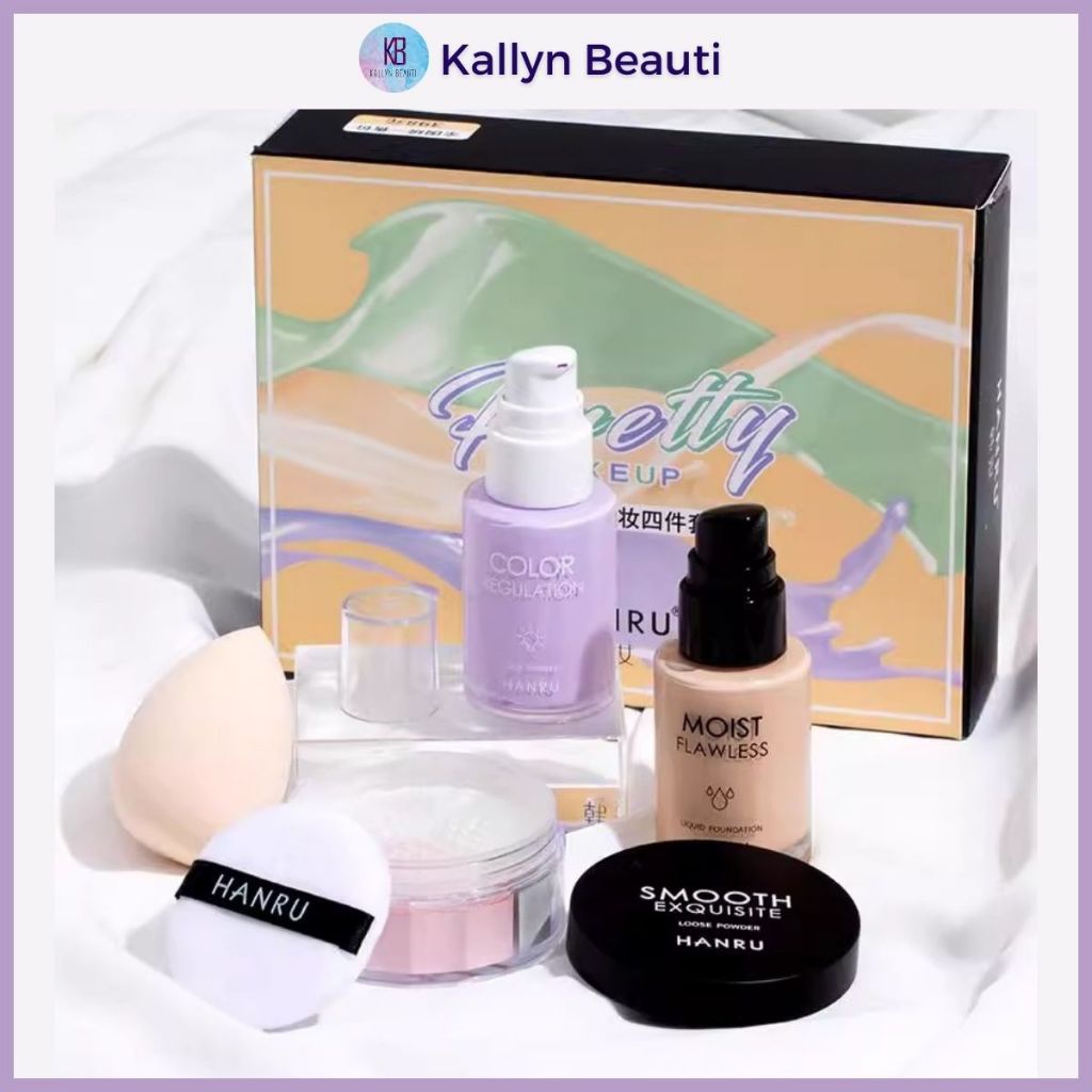 Bộ Trang Điểm 4 Món Hanru Set Makeup Cá Nhân Kem Nền Kem Lót Phấn Phủ ...