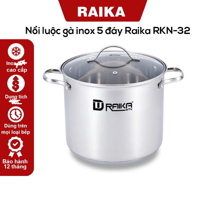 Nồi Luộc Gà 5 Đáy Raika Chất Liệu Inox Cao Cấp Đường Kính 32cm | Shopee Việt Nam