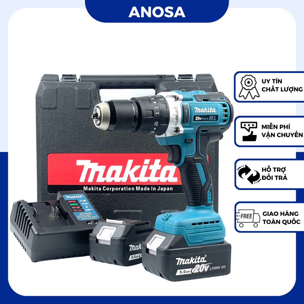 Máy khoan pin Makita 20v, khoan pin cầm tay 3 chức năng động cơ không chổi than | Shopee Việt Nam