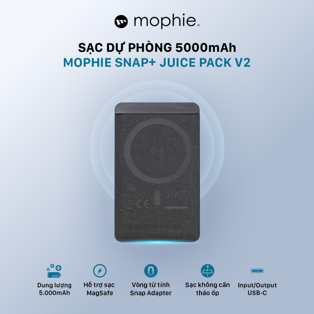 Sạc dự phòng Mophie Snap+ juice pack mini 5,000mAh V2 - Bảo hành 2 năm ...