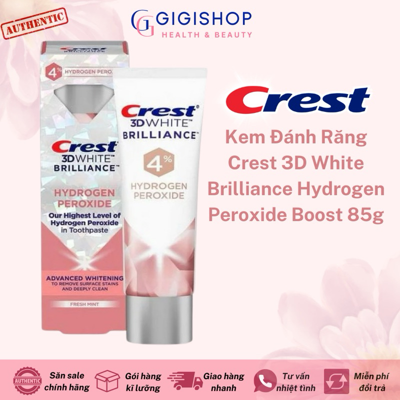 [US] Kem Đánh Răng Crest 3D White Brilliance Hydrogen Peroxide Boost Làm Trắng Răng Chuyên Sâu ...