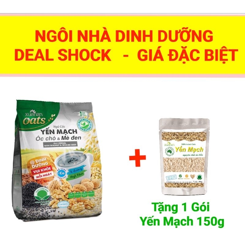 Ngũ Cốc Yến Mạch Óc Chó Mè Đen Xuân An 400g( Tặng Kèm Gói Ym 150g ...