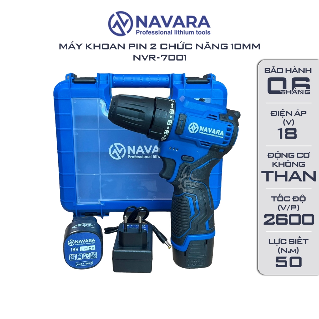 Máy khoan pin Navara 7001 Động cơ Không chổi than bền bỉ và mạnh mẽ ...