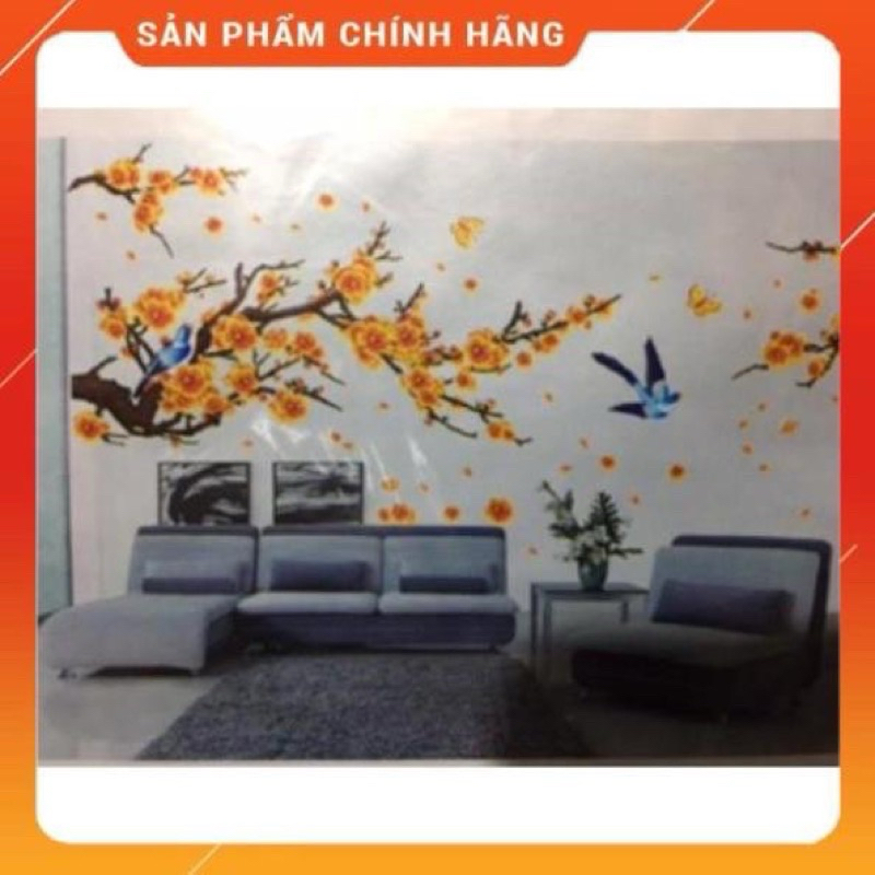 Decal cành hoa đào,hoa mai 3D (90*60) trang trí tết,Decal trang trí ...