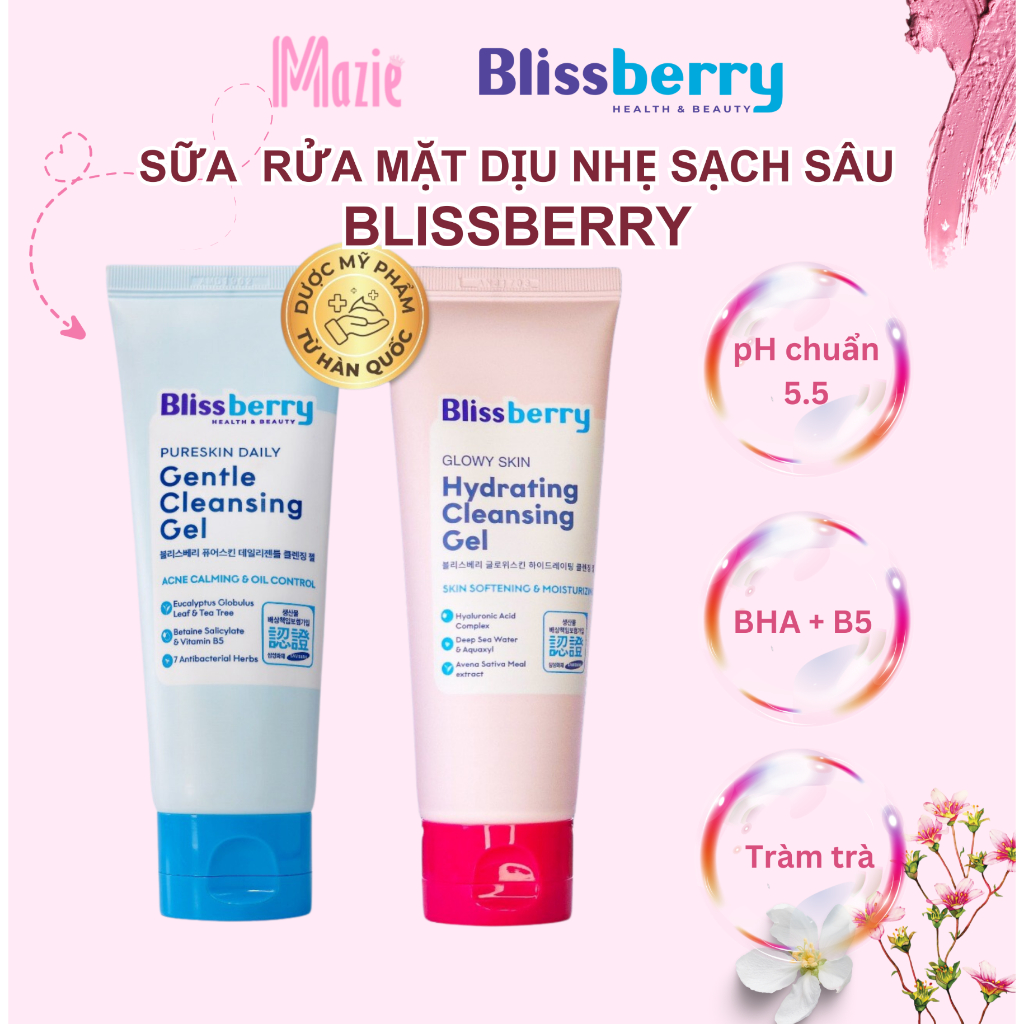 Sữa rửa mặt dịu nhẹ sạch sâu giảm mụn Blissberry Daily Gentle Cleansing Gel 100ml | Shopee Việt Nam