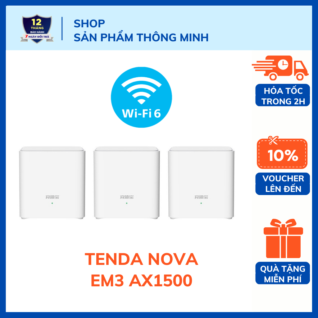 Bộ phát Wifi Router Mesh không dây Tenda Nova EX3/EM3 - Wifi 6 - AX1500 ...