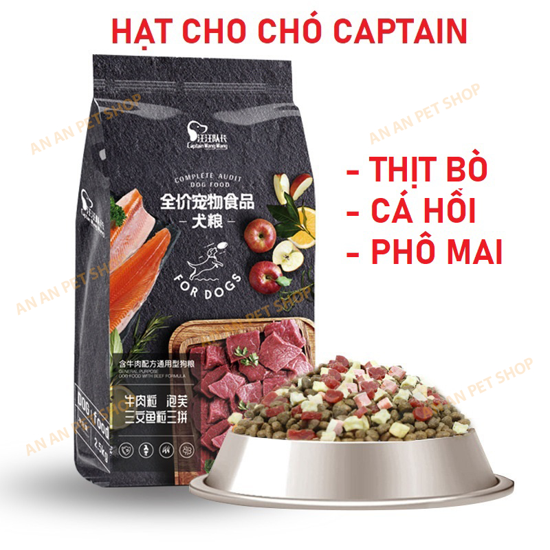 Thức ăn Hạt cho Chó CAPTAIN cho chó kén ăn, trộn Bò - Cá Hồi, Phô Mai ...