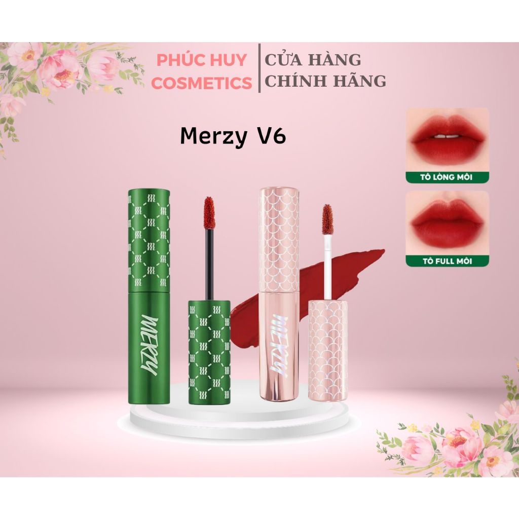 Son merzy V6 phiên bản xanh lá và phiên bản vỏ hồng (MÀU ĐỎ GẠCH ...