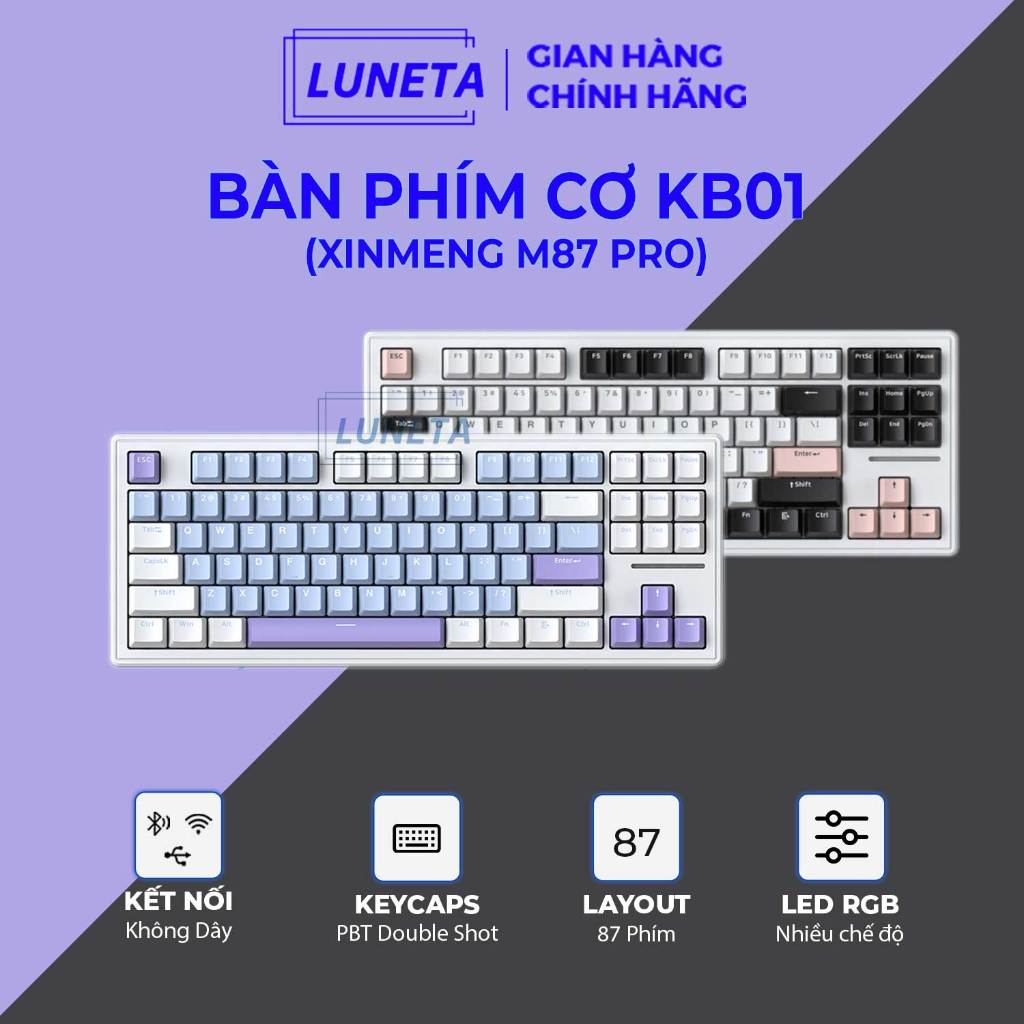 Bàn Phím Cơ Gaming Không Dây 3 mode Led RGB Hotswap lót foam đầy đủ ...