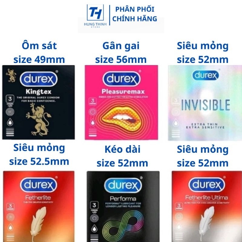 Bao cao su Durex siêu mỏng ôm sát kéo dài hộp 3 bao | Shopee Việt Nam