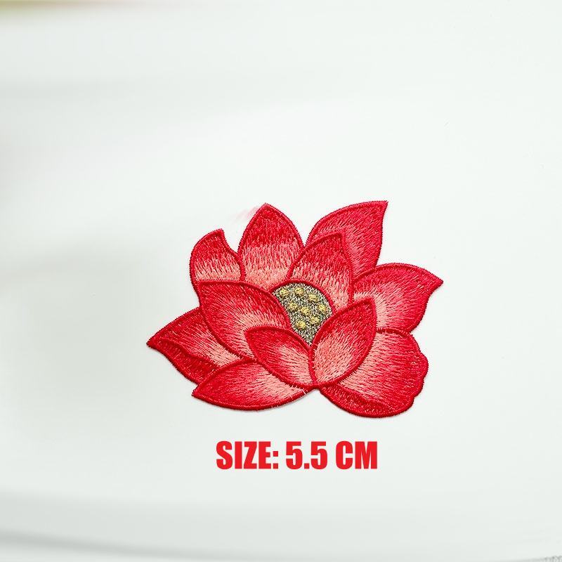 Sticker ủi nhiệt thêu logo hình Hoa sen - Miếng dán trang trí quần áo ...