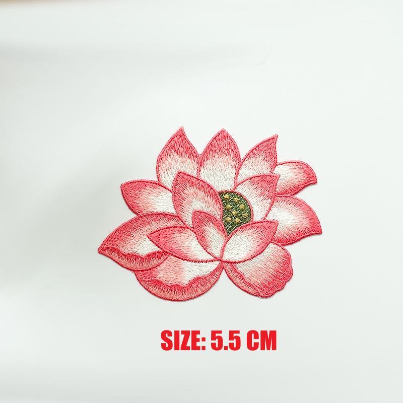 Sticker ủi nhiệt thêu logo hình Hoa sen - Miếng dán trang trí quần áo ...