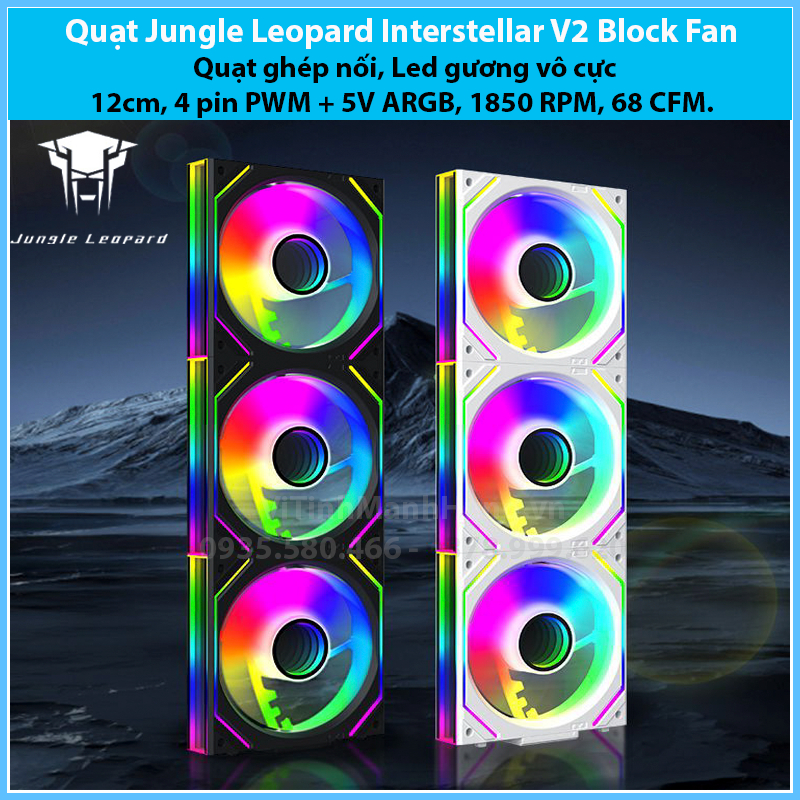 Quạt Jungle Leopard Interstellar V2 Block Fan, Quạt ghép nối, Led gương ...