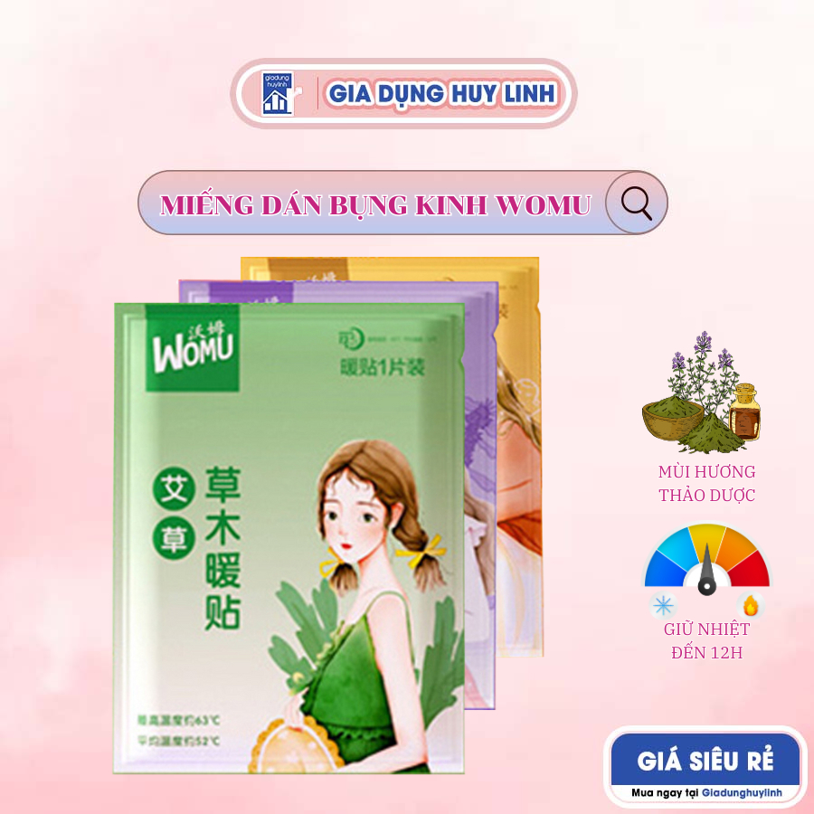 Miếng Dán Giảm Đau Bụng Kinh WOMU, Miếng Dán Giữ Nhiệt làm ấm cơ thể ...