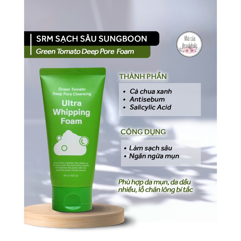 Sữa rửa mặt cà chua xanh SUNGBOON EDITOR GREEN TOMATO ULTRA WHIPPING ...