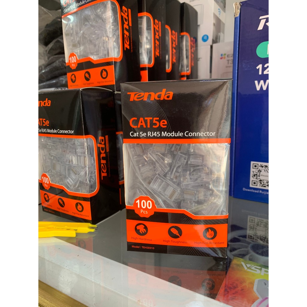 Đầu Bấm Mạng RJ45 CAT5e Tenda TEH5E010 Hộp 100 Hạt , Hàng Chính Hãng ...