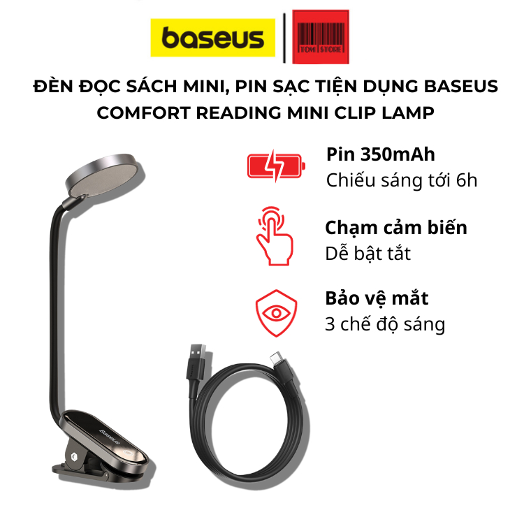 Đèn đọc sách mini, pin sạc tiện dụng Baseus Comfort Reading Mini Clip ...