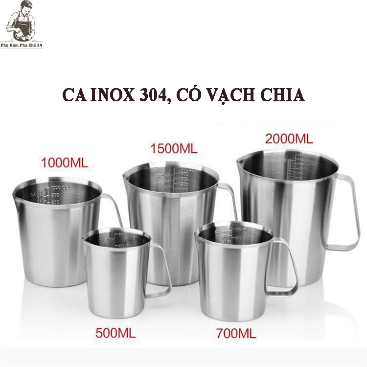Ca Inox Định Lượng 304, Ca Đong Inox Có Vạch Chia Dung Tích 500ml/700ml/1L/1.5L/2L | Shopee Việt Nam