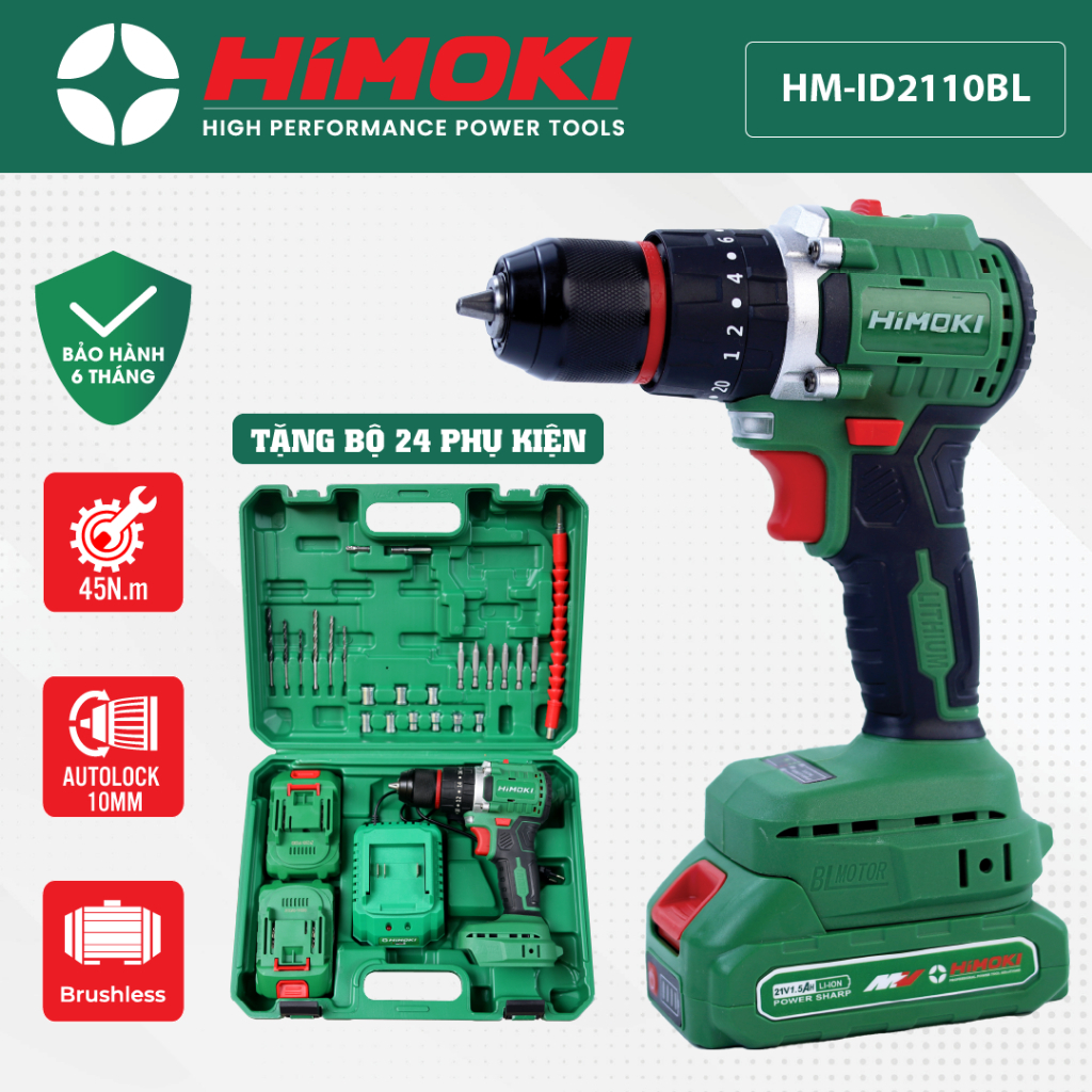 [Tặng 24 Phụ Kiện] Máy Khoan Pin Himoki 21v - 3 Chức Năng Khoan, Bắt ...