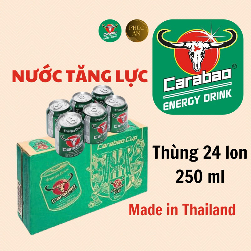 Thùng nước tăng lực Carabao Thái Lan date mới 05/2025 250ml 24 lon | Shopee Việt Nam