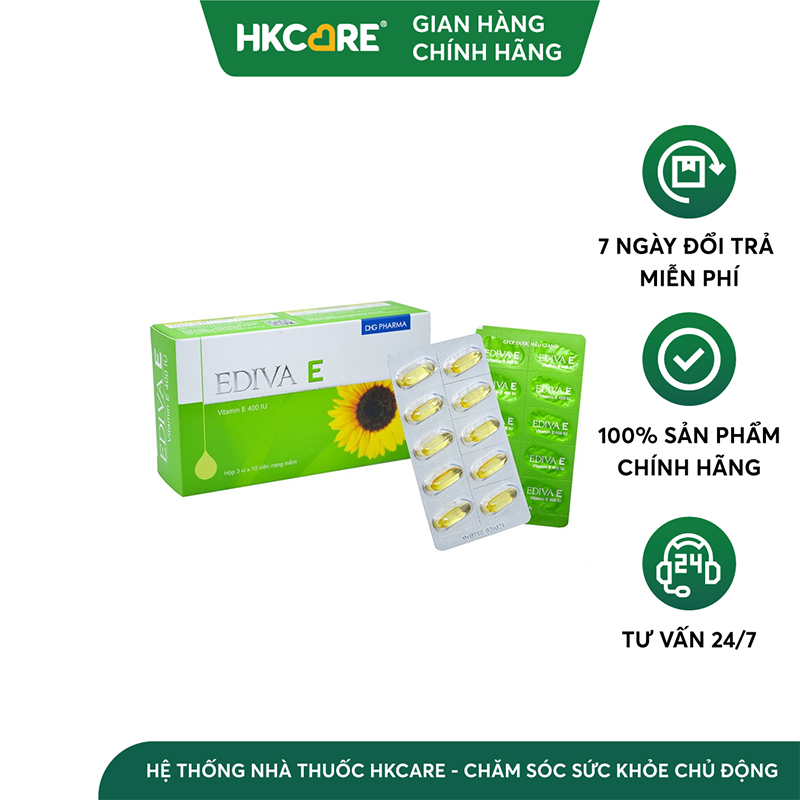 Viên uống Ediva E giúp đẹp da ngăn ngừa lão hoá hóa (Hộp 30 Viên ...