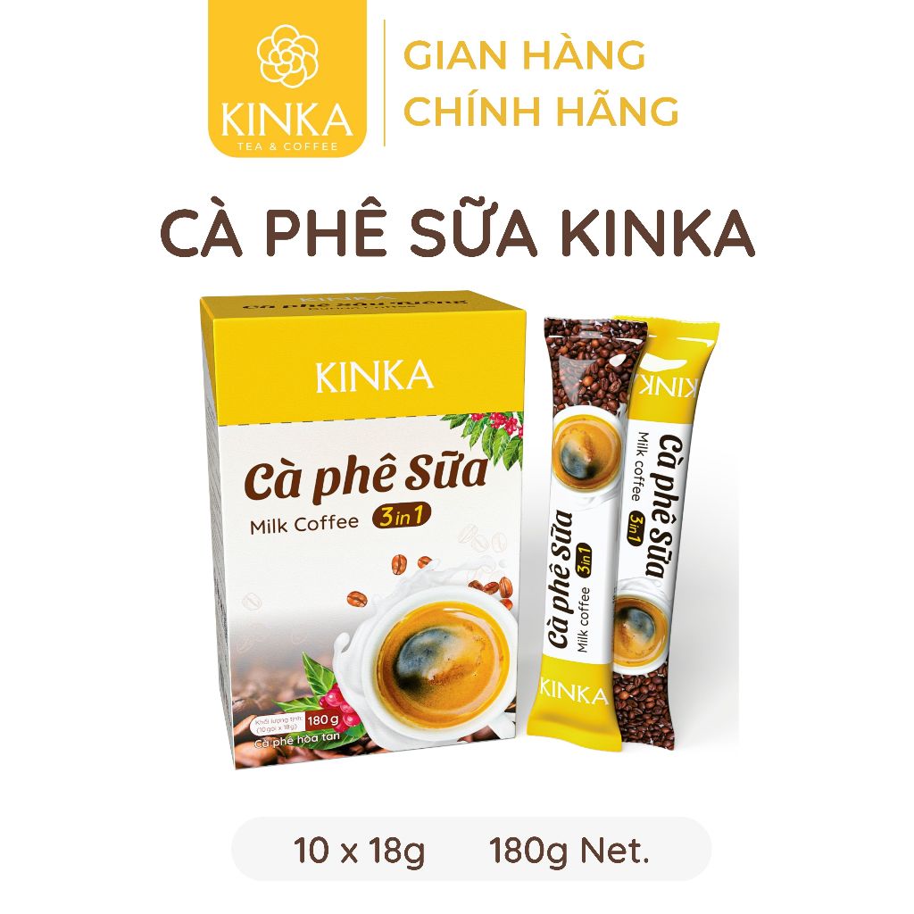 KINKA Cà phê sữa 3in1 - 180gr (10 gói x 18gr) | Shopee Việt Nam