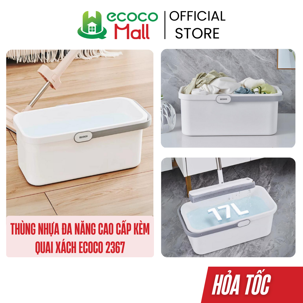 Thùng nhựa đa năng ECOCO cao cấp kèm quai xách, dung tích lớn, nhựa PP an toàn sức khoẻ 2367 ...