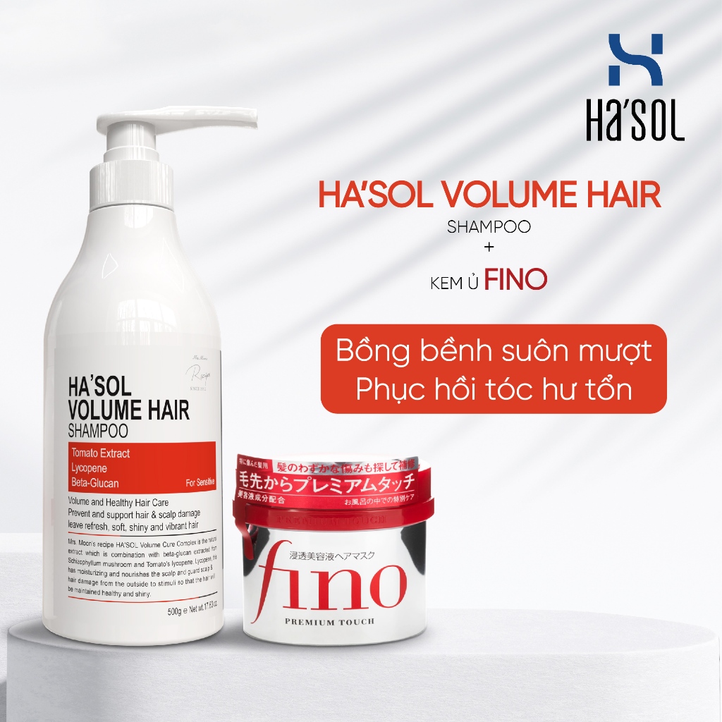 Combo Dầu Gội Hasol Volume Hair + Kem Ủ Fino Mềm Mượt | Shopee Việt Nam