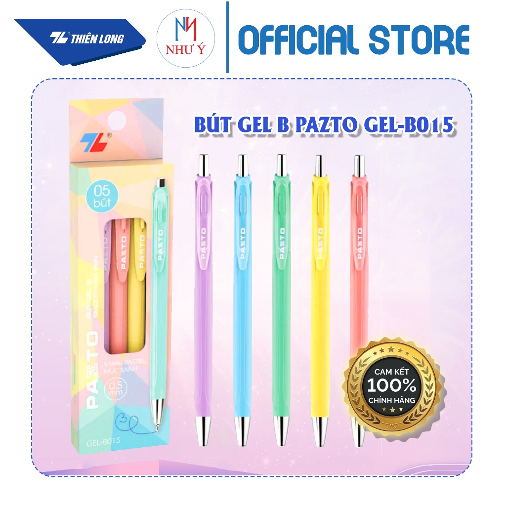 Bút gel B màu Pastel Thiên Long Pazto GEL-B015 - Mực xanh (5 cây) | Shopee Việt Nam