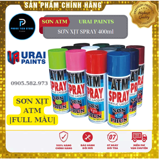 Sơn xịt ATM 400ml - FULL MÀU (A300 Bạc , A200 Trắng, A210 Đen Bóng ...