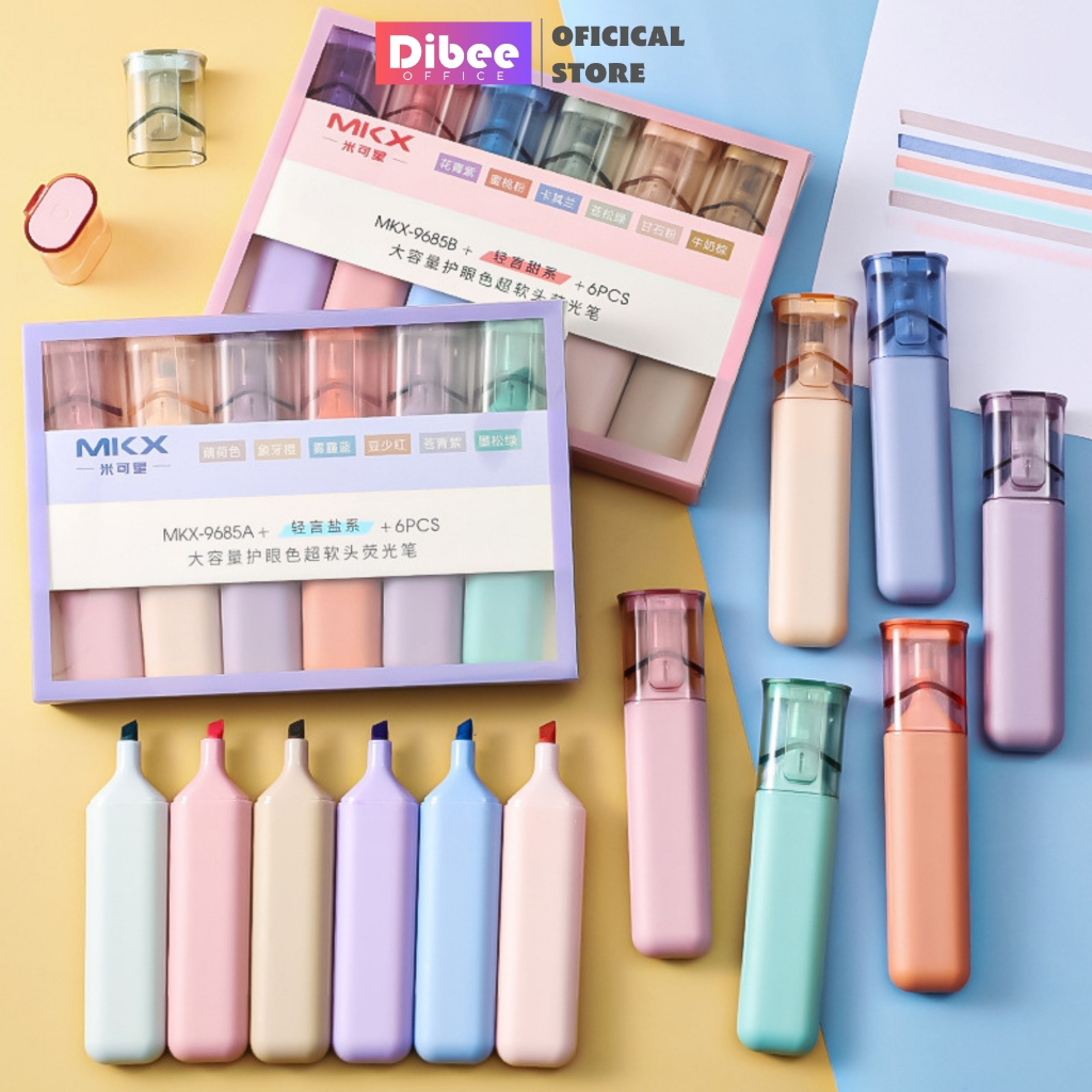 Bút đánh dấu highlight DiBee, bộ bút, set bút highlight màu pastel ...