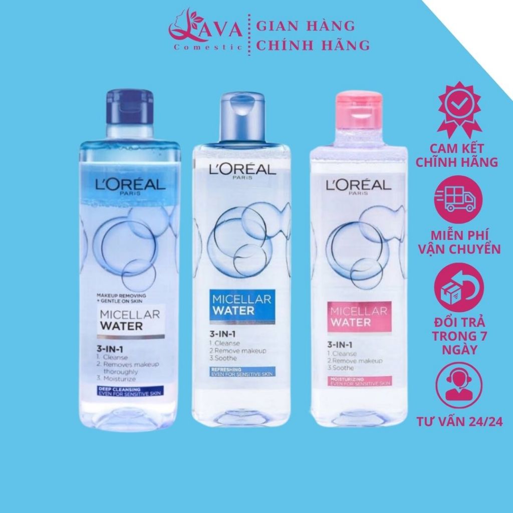 Nước Tẩy Trang L'oreal 3-in-1 Micellar Water 400ml Làm Sạch Sâu, Dưỡng Ẩm Cho Mọi Loại Da ...