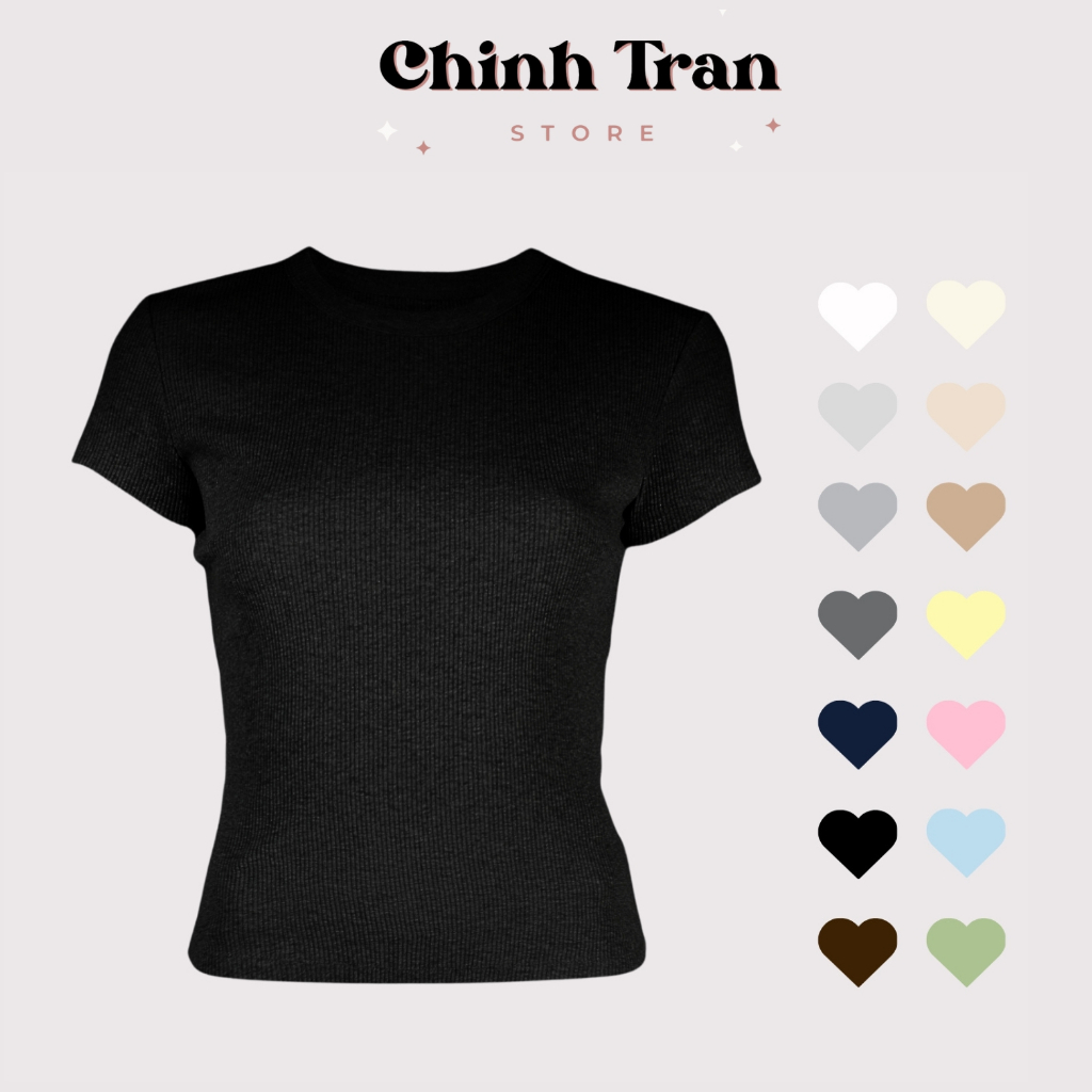 [ Siêu rẻ + hình thật] Áo thun trơn form ÔM babytee đủ màu basic chất liệu thun con giãn 4 chiều ...