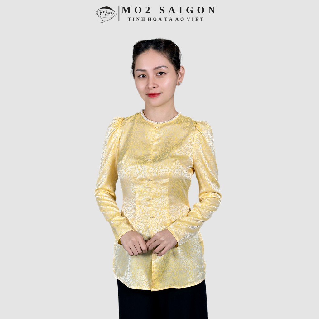 Áo bà ba nữ gấm lụa MO2 SAIGON cách tân tay trơn | Shopee Việt Nam