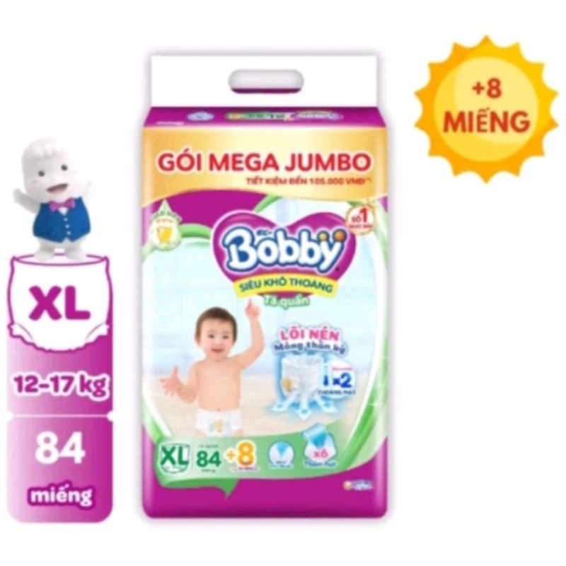 Tã/bỉm quần Bobby Mega Jumbo M112/ L96/ XL84/ XXL76/ M120/ L104/ XL92 ...