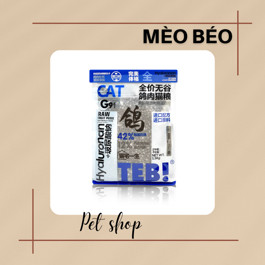 Hạt Teb G đạm cao, tốt cho lông da, bổ sung men vi sinh cho mèo ...