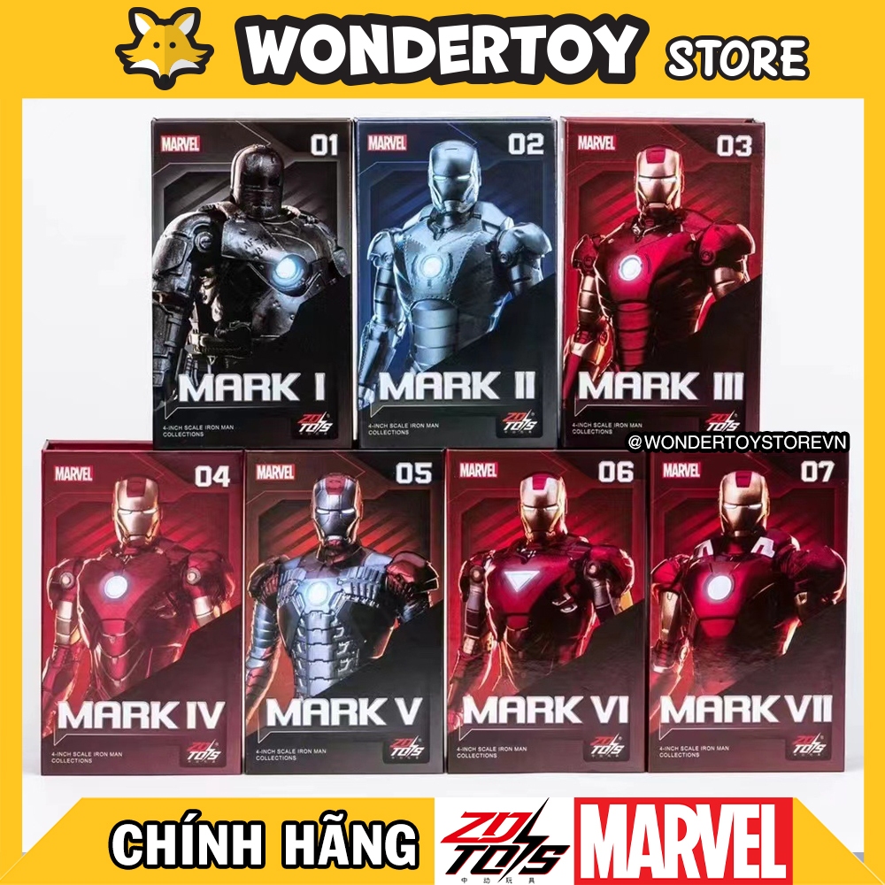 Mô hình ZD Toys Mini Iron Man Mark 1 MK2, MK3, MK4, MK5, MK6, MK7 4Inch ...