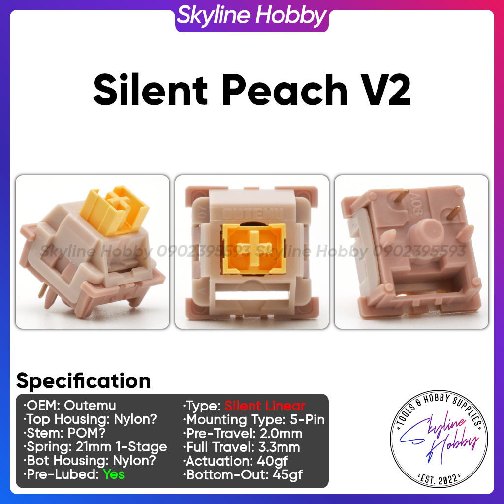 Switch bàn phím cơ Outemu - Silent Peach V2, Silent Lime V2, Silent Ocean, Cream Blue, Pink ...