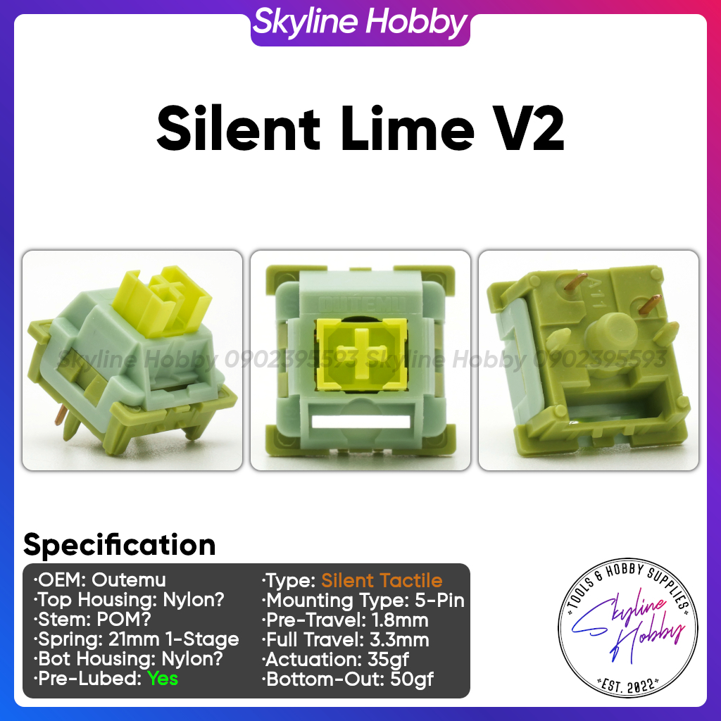 Switch bàn phím cơ Outemu - Silent Peach V2, Silent Lime V2, Silent Ocean, Cream Blue, Pink ...