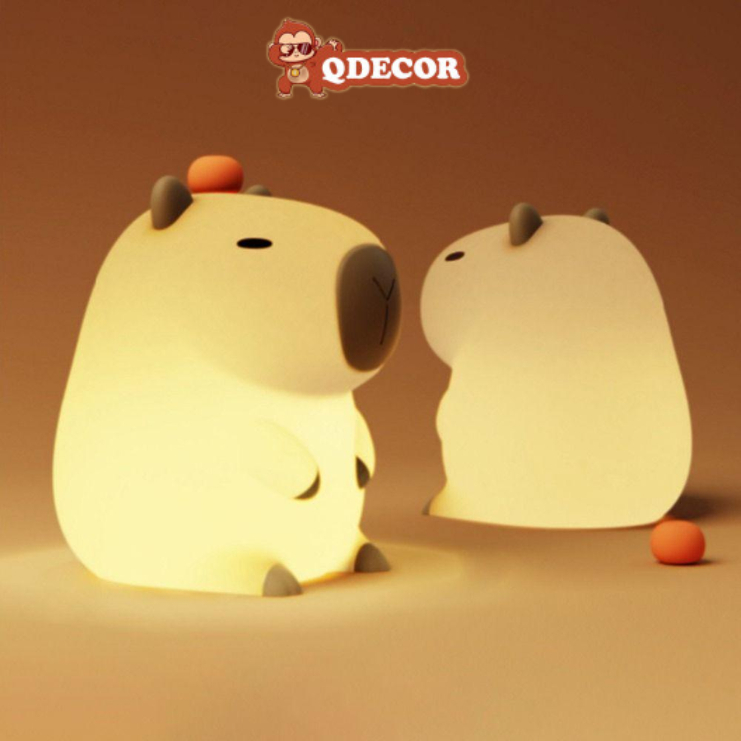 Đèn Ngủ Chuột Lang Capybara Silicon Mềm Dẻo, Đèn Ngủ Cảm Ứng Sạc USB ...