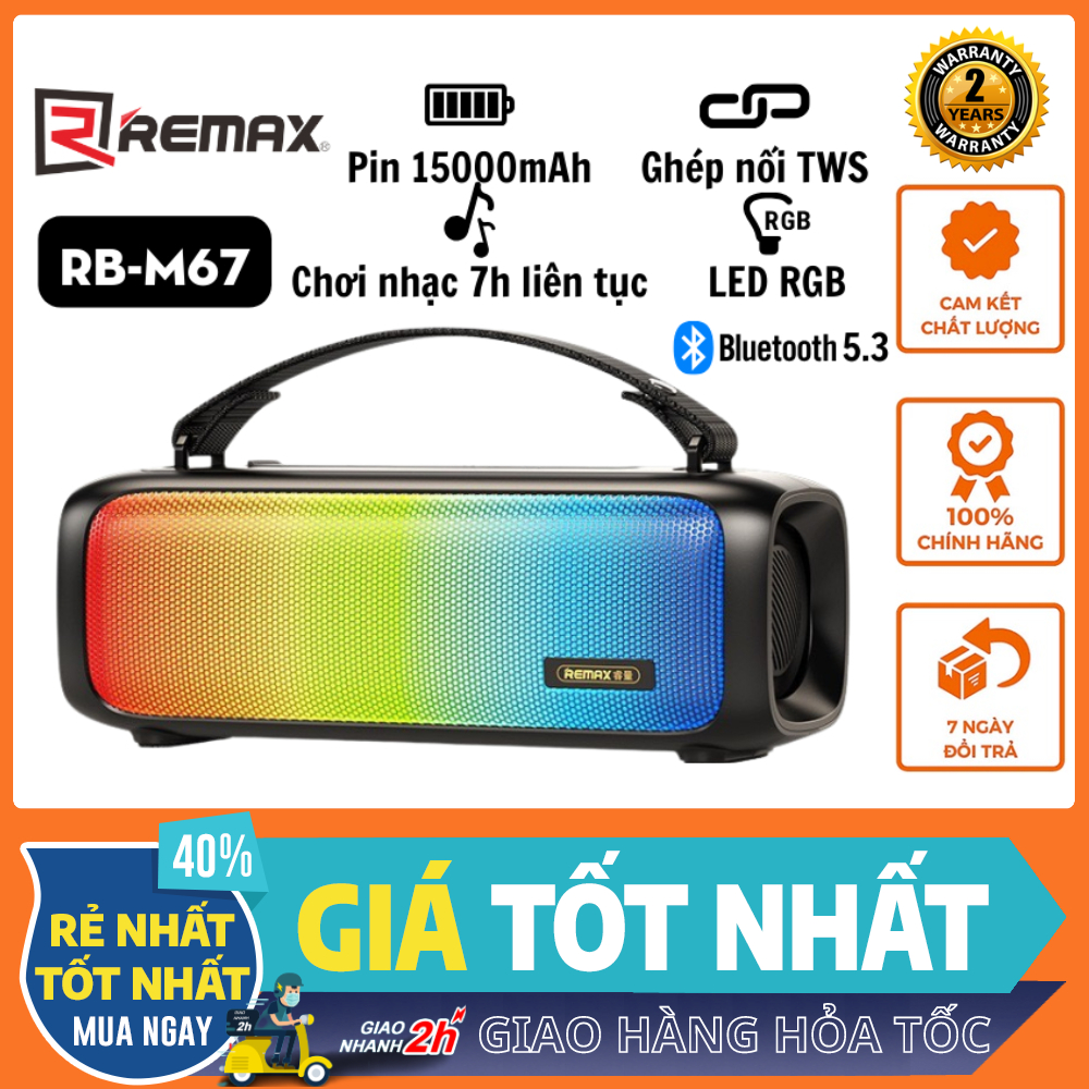Loa Bluetooth REMAX RB-M67 - Loa Bluetooth Quai Xách - Đèn LED RGB Màng ...