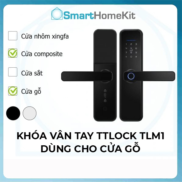 Khóa vân tay TTLock TLM1/TG72 dùng cho cửa gỗ - Kết nối Bluetooth, Điều khiển qua App TTLock ...