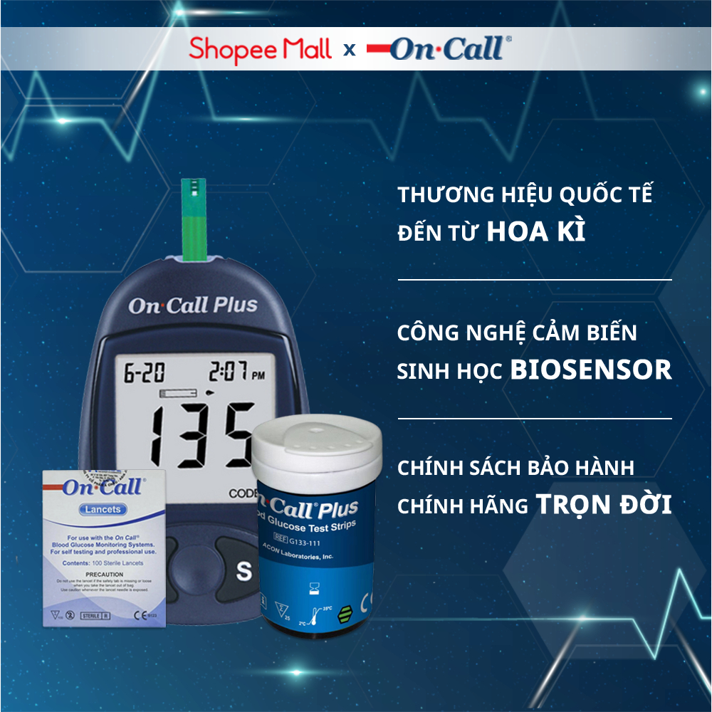 Máy Đo Đường Huyết On Call Plus Kèm Hộp 25 Que Thử Đường Huyết On Call ...